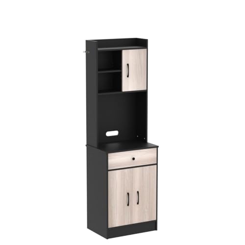 COSTWAY Kitchen Pantry Storage Cabinet, 71” Tall Buffet Hutch Cabinet with Microwave Stand, Adjustable Shelves, Drawer, Freestanding Buffet Cabinet with Storage for Dining Room, Home, Black