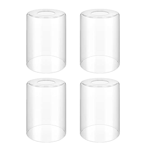 Licperron Clear Glass Lamp Shade Replacement 4 Pack,5.5inch High, 3.9inch Diameter, 1.69inch Fitter, High Transmittance Cylinder Glass Lampshade Covers for Vanity wall light fixtures Pendant Light