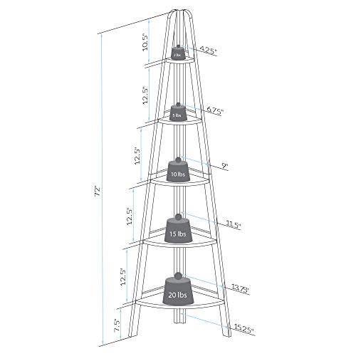 Casual Home 5-Shelf Corner Ladder Bookcase, White (Pack of 1)