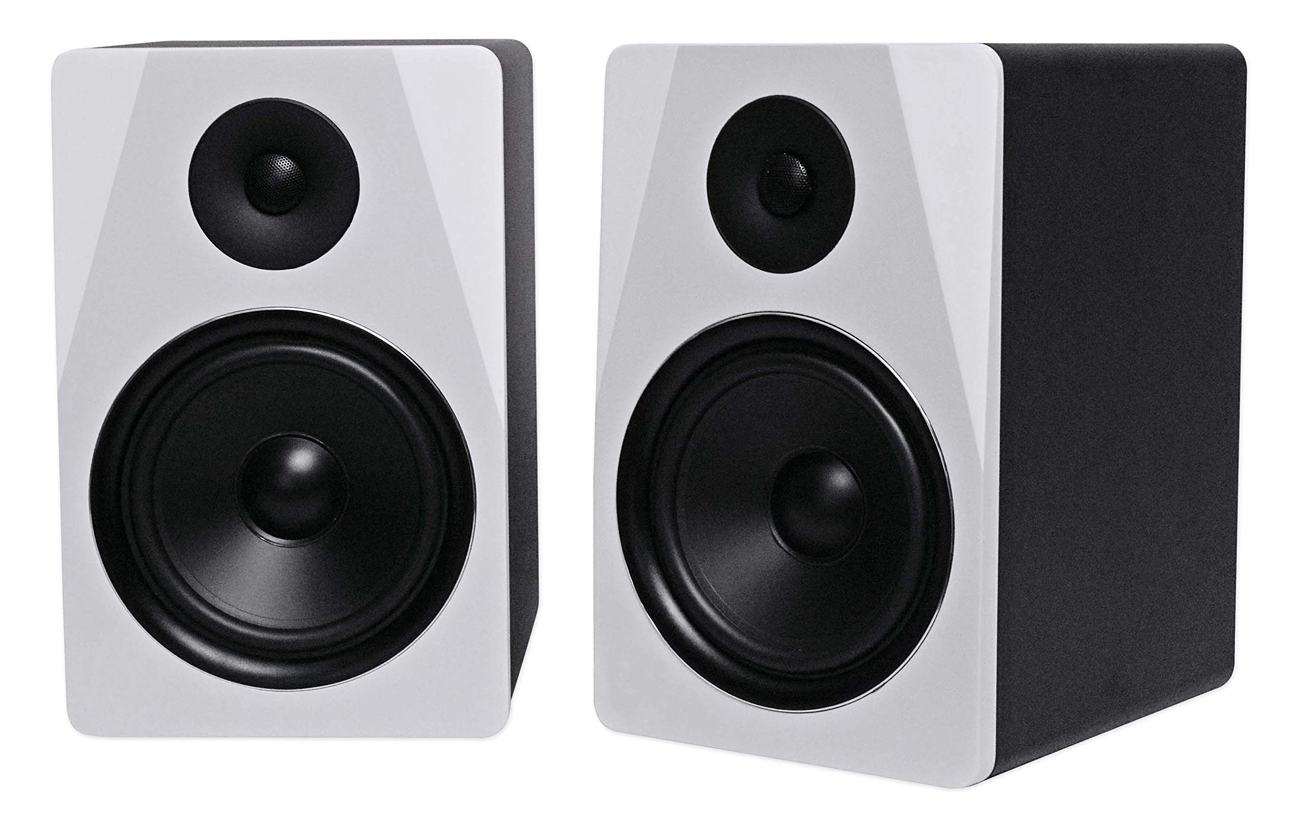 Rockville APM8W Powered USB Studio Monitor Speaker Pair in White, 8", 2-Way, 500W, EQ, MDF Wood, RCA/XLR, Perfect for Studios, Recording, Music