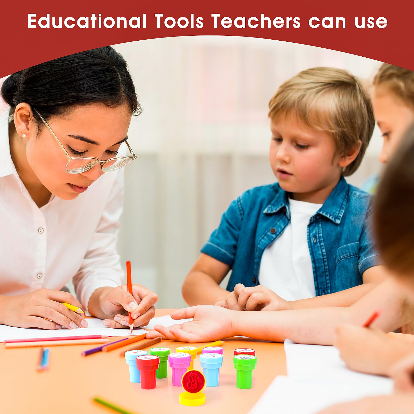 cobee 10 Pcs Custom Teacher Stamp for Classroom, Self Inking Stamps for Teachers, Homework Mood Expressions Stamps Behavior Stamps for Education Motivational Stamps for Homework Encouraging Comments