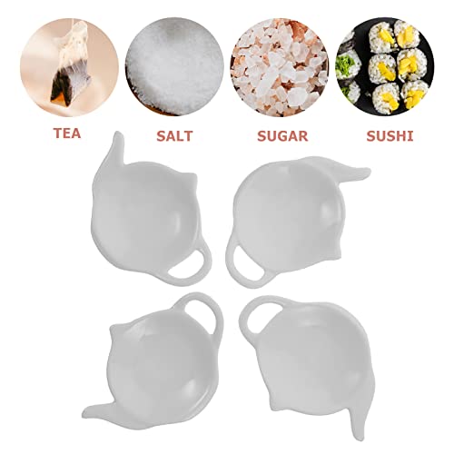 Ipetboom Jewelry Stand Teapot Shaped Tea Bag Holder 4pcs Ceramic Teabag Coaster Caddy Saucer Seasoning Dish Snack Plate Spoon Rests Bracket Jewelry Ring Dish for Tea Time Ring Holder