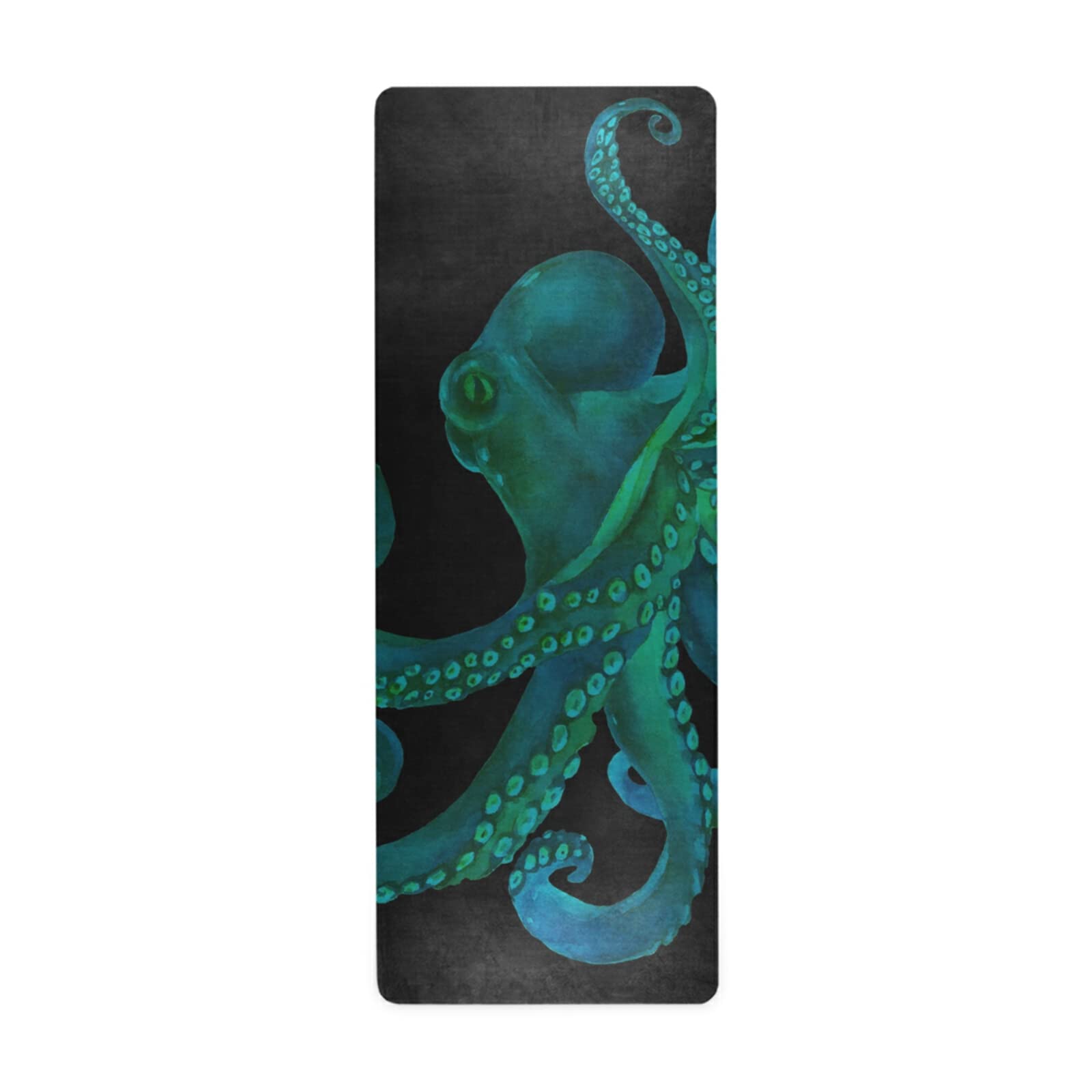 Blue Watercolor Octopus Yoga Mat Cover, Non Slip Exercise Mat Made from Premium Material High Performance Grip, Coming with Carry Bag(c)