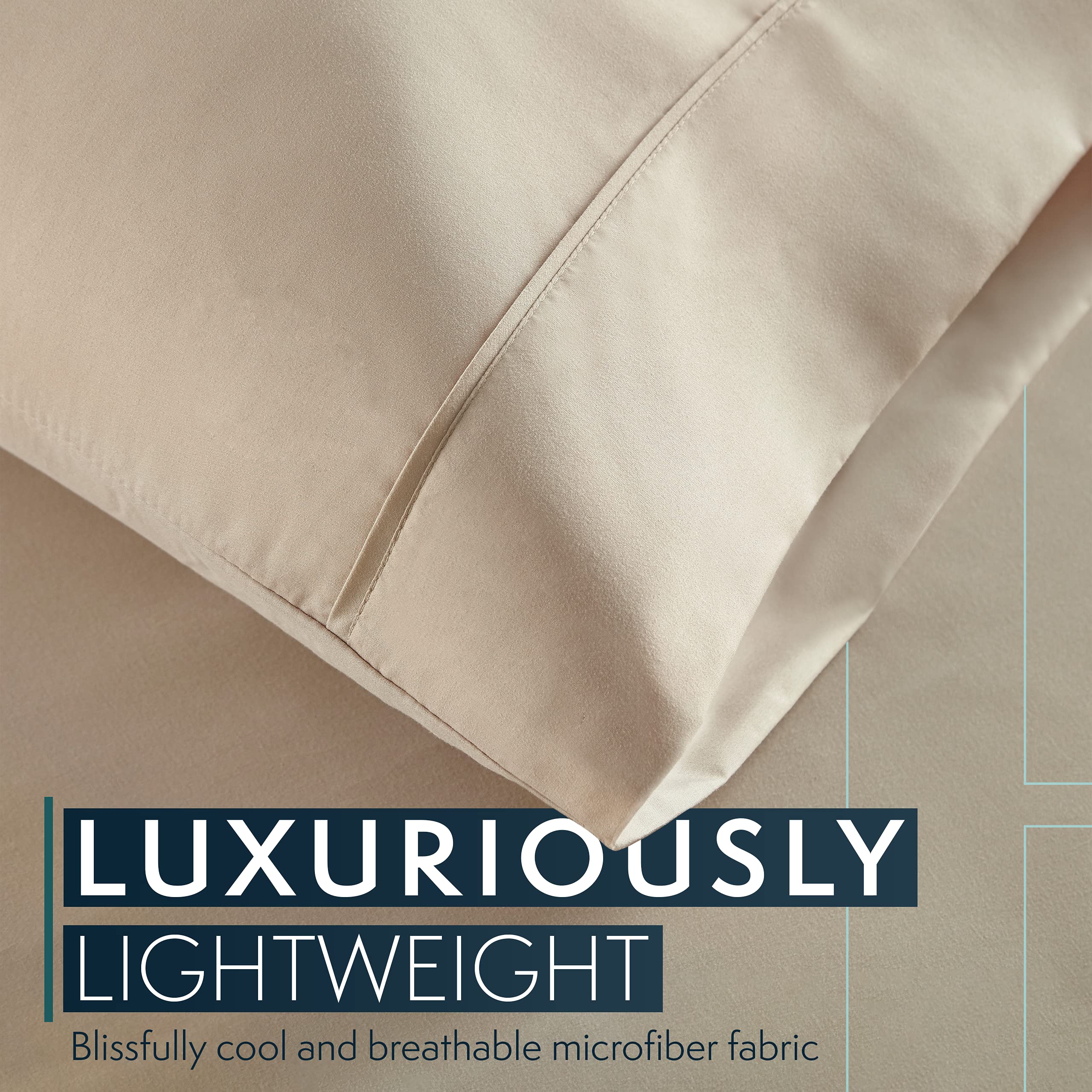 California King Sheet Sets, 4 pc Bed Sheets & Pillowcases Set - Machine Washable for Easy Care - Soft & Breathable All Season Microfiber Sheets with Deep Pockets - Taupe