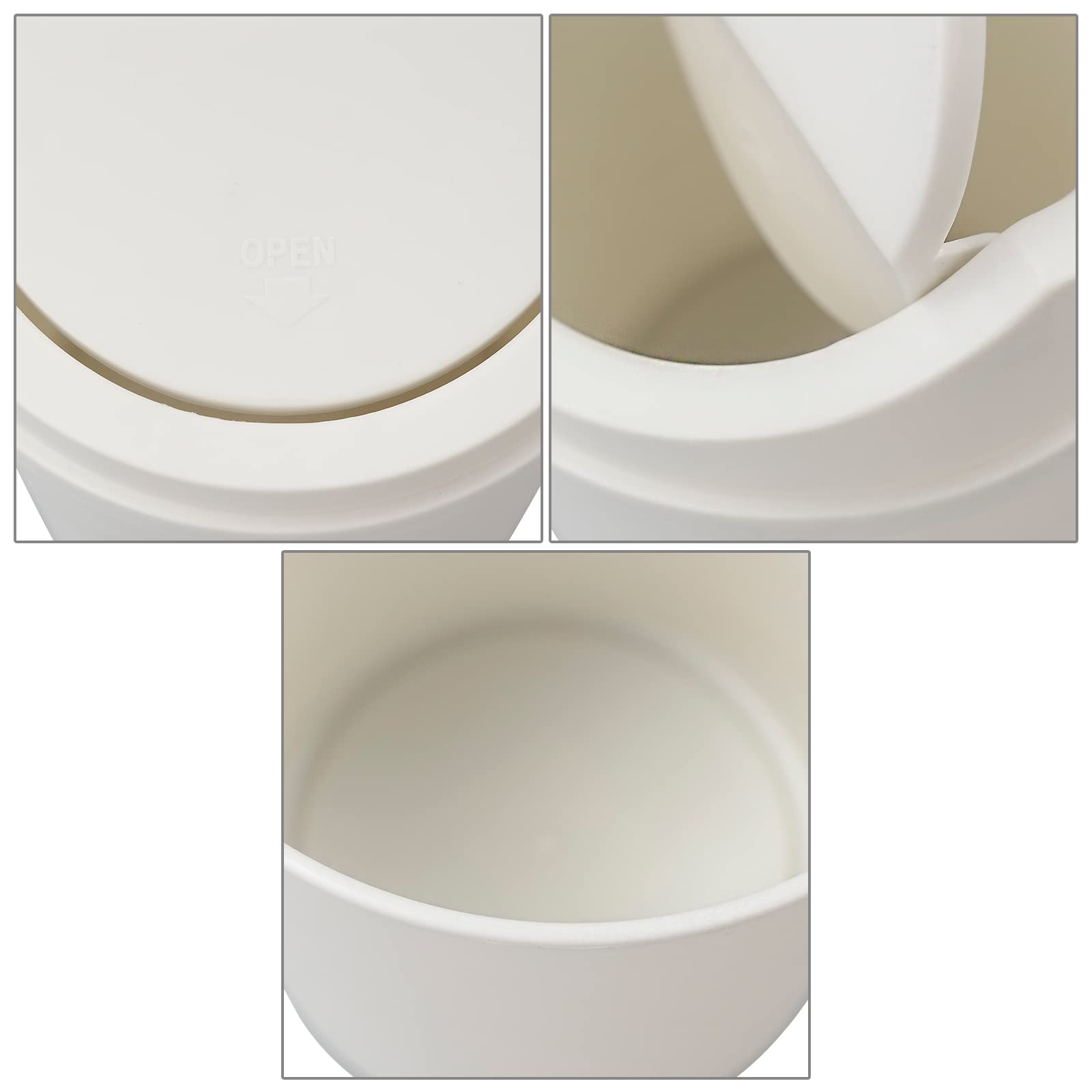Lesbin 0.5 Gallon Plastic Tiny Trash Can with Swing Lid, Mini Desktop Waste Can, White