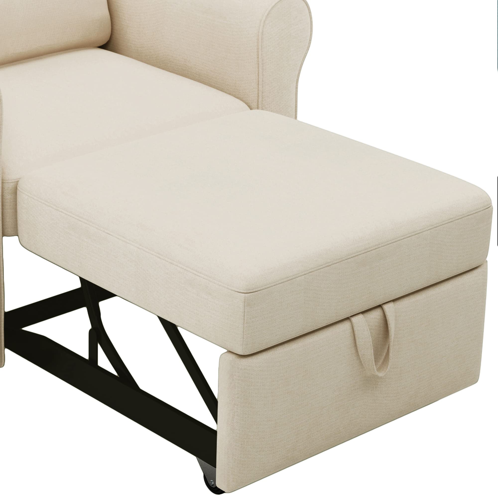 YuiHome 3-in-1, Convertible, 3 Level Adjust Backrest, Lounger, Single Sofa, Modern Chair Bed Sleeper for Adults,Beige
