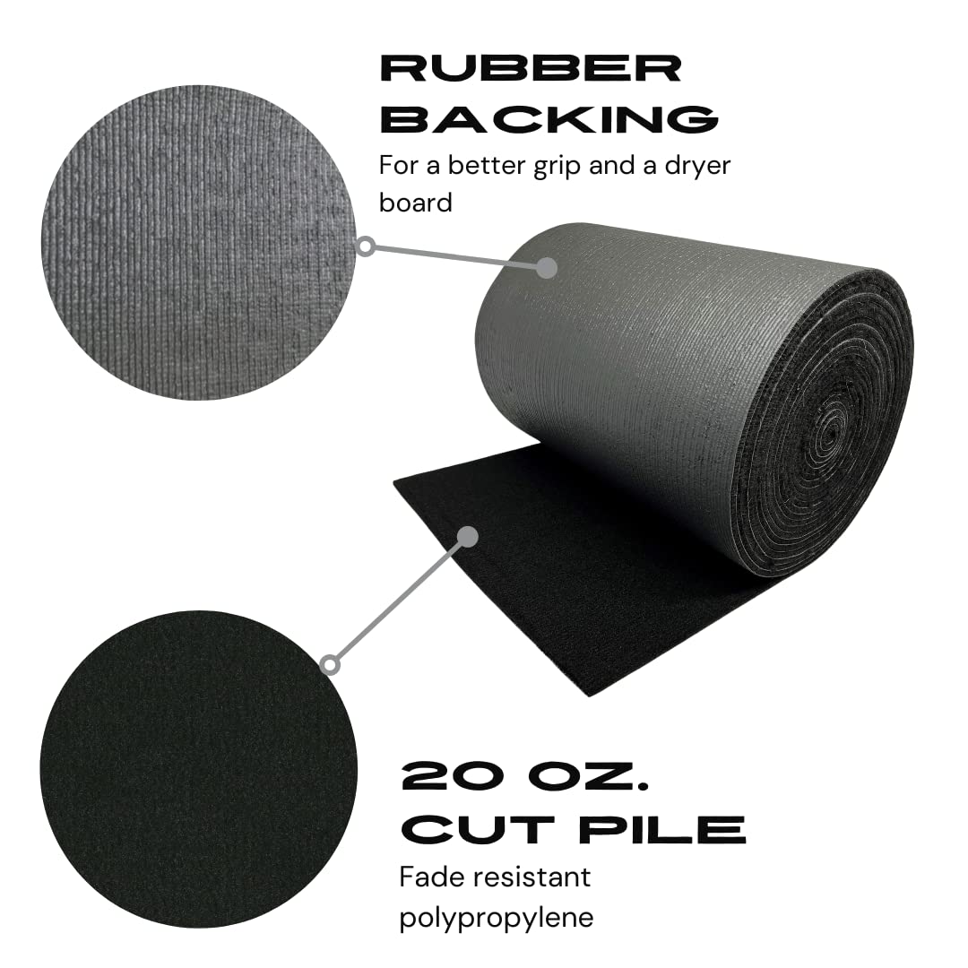 Carpet by the Foote, Boat Trailer Bunk Carpet, Trailer Guide Carpet, Marine Carpet, Boat Carpet, Bunk Padding,18" x 30', Black