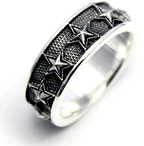 COSUMOSU 925 Sterling Silver Stackable Star Black Punk rings US 9.5