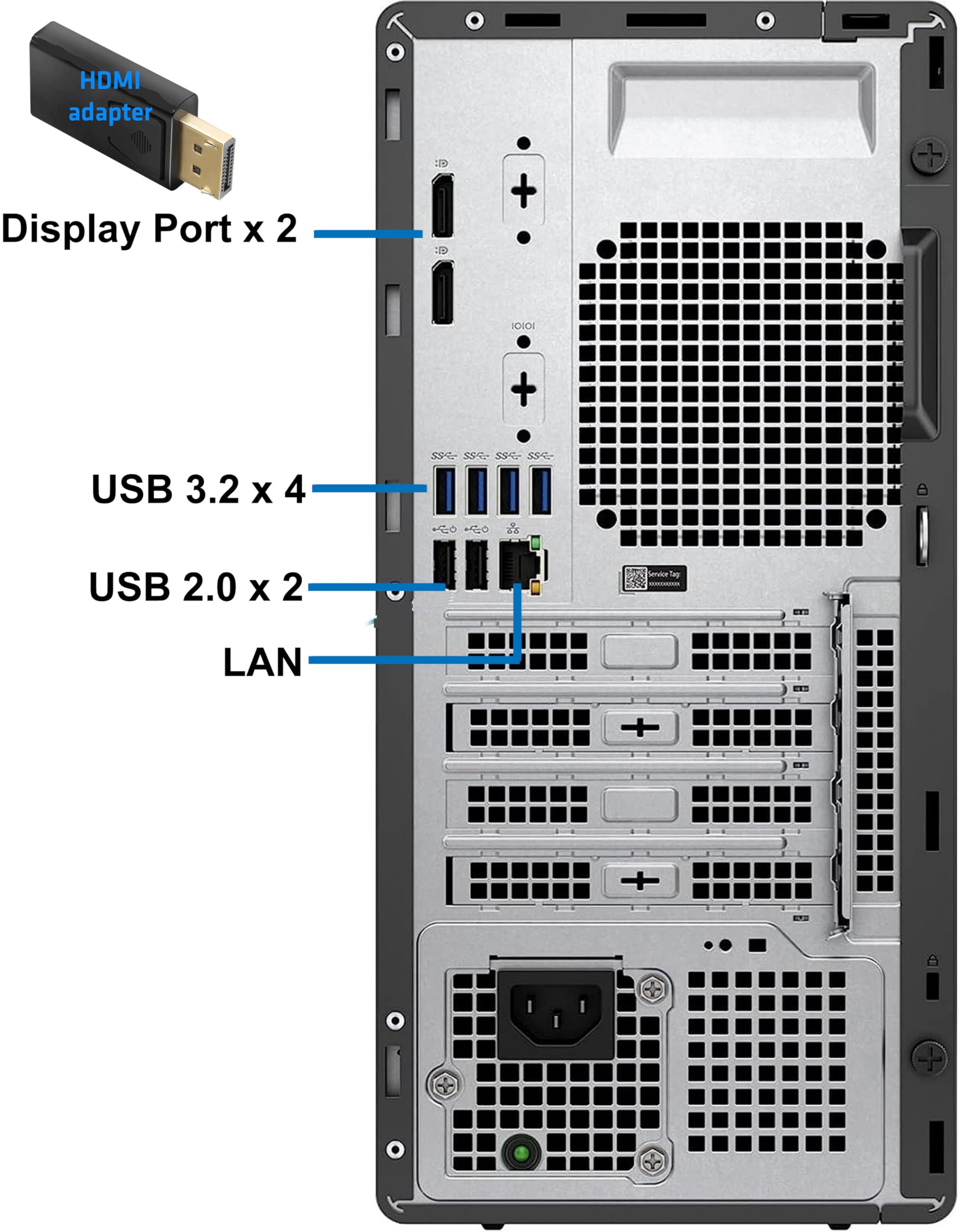 Dell 5000 Optiplex Tower - Intel i7-12700K, 32GB RAM, 1TB NVMe SSD, DisplayPort, HDMI, USB C, DVDRW, Wi-Fi, Bluetooth, Windows 11 Pro