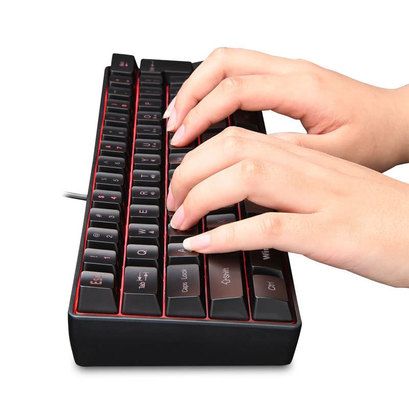 DGG 60% Wired Gaming Keyboard,Colorful Rainbow Key Cap,RGB Ergonomic Waterproof Small Mechanical Feeling Keyboard, for PC Mac PS4 Xbox Gamer, Typist, Travel