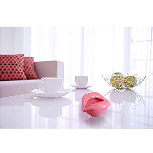 Wang-Data Creative Ceramic Cigarette Ashtrays with Lips Style Fashion Home Decorations(Pink)
