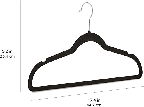 Quality First - Smartfinite Premium Velvet Hangers - Non Slip, Durable, Space Saving Hangers for Closet w/ 360 Degree Chrome Swivel Hook - Coat Hanger- 50 Pack(Black)