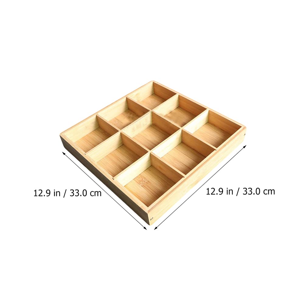DOITOOL Wooden Dried Fruit Box Jiugongge Multifunction Snack Storage Container Sectional Tray Serving Dish Platter for Wedding Birthday Halloween Party Supplies