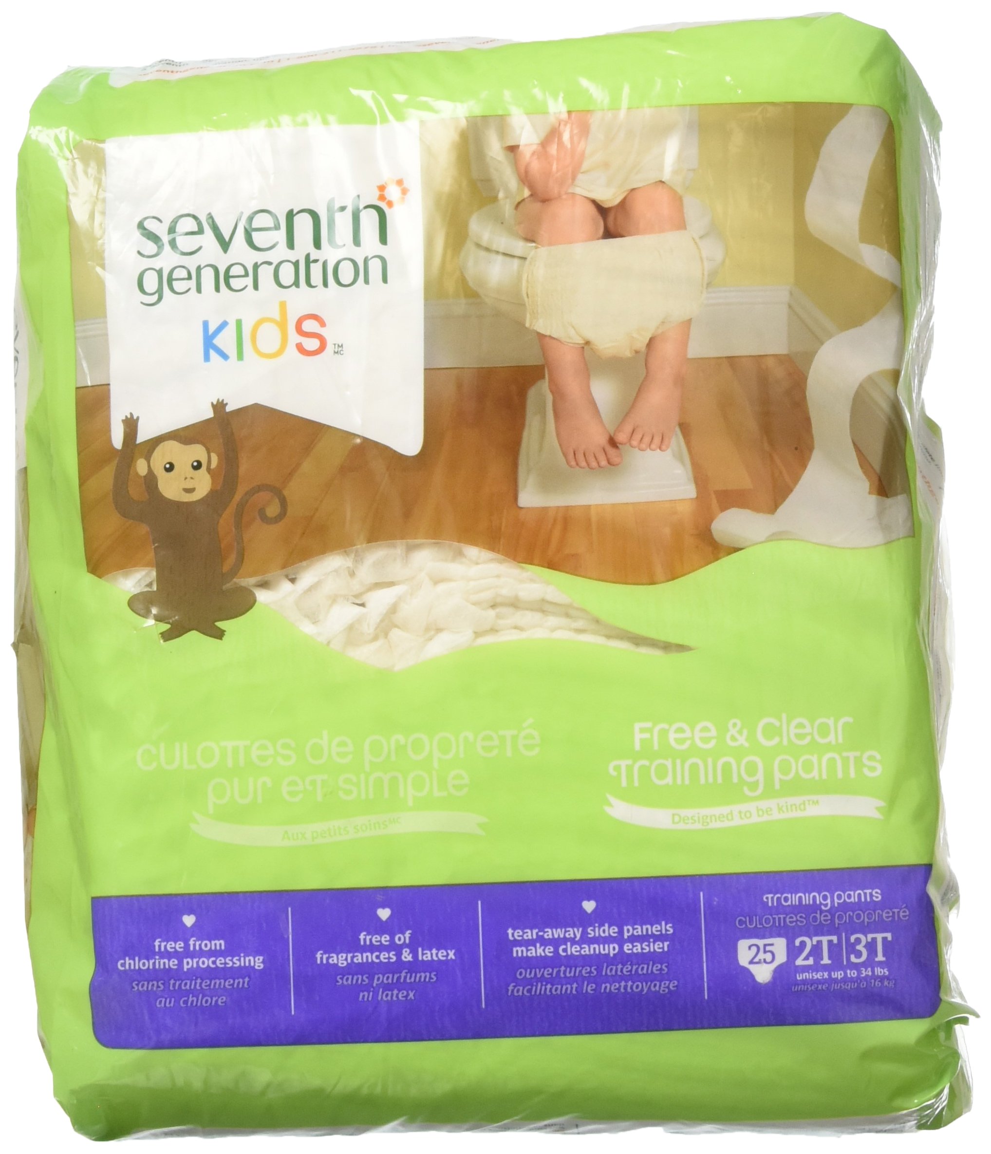 Seventh Generation Baby Free and Clear Training Pants 2T-3T -- 25 Training Pants