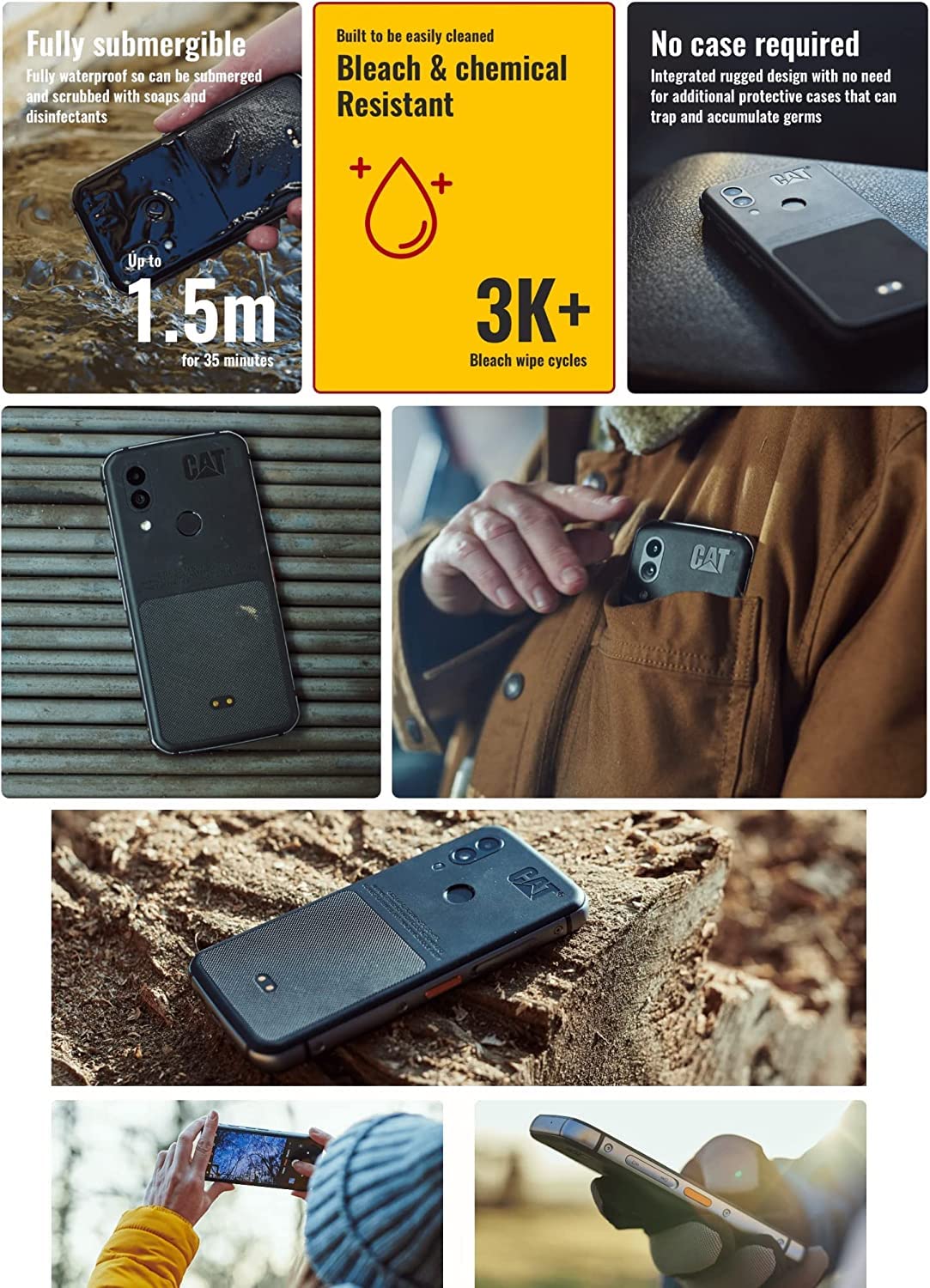 CAT Phone S62 5.7" 128GB (T-Mobile/Sprint Unlocked) 4GB RAM Rugged Waterproof Smartphone - Black
