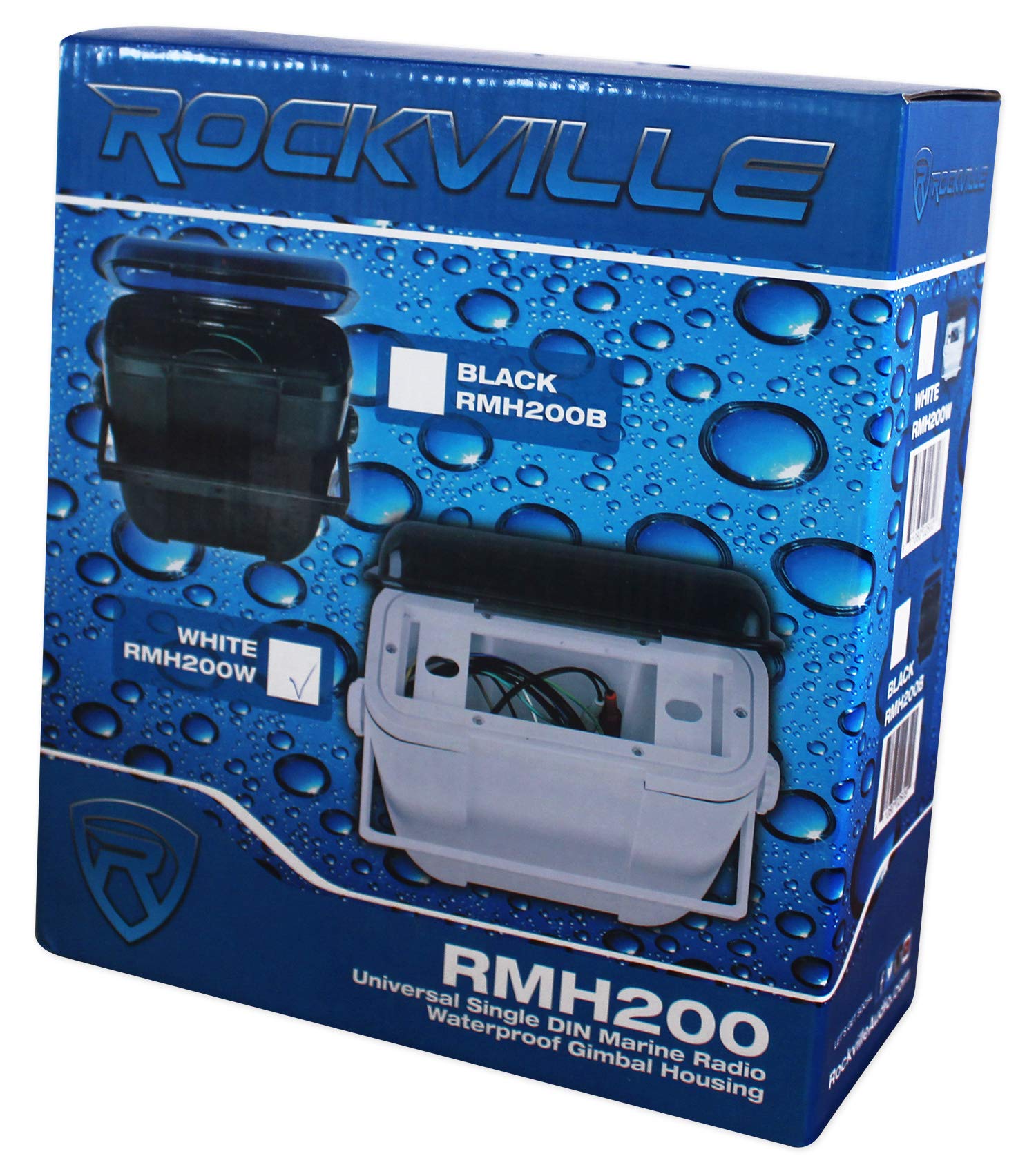Rockville Rmh200w Single Din Marine Radio Waterproof Gimbal Housing, White