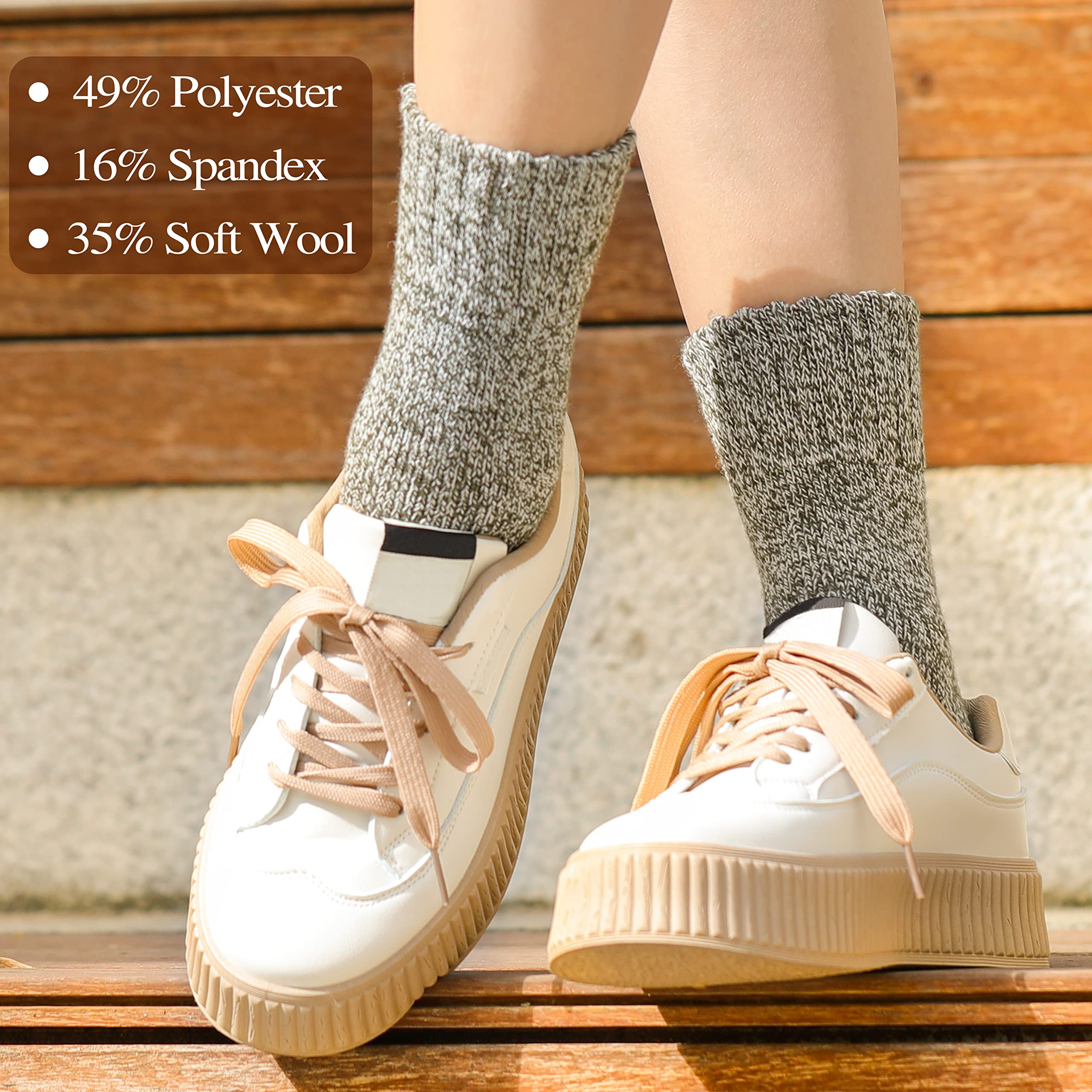 coclothy Wool Socks for Women - Womens Wool Socks Winter Socks for men Warm Thick Knit Wool Soft Vintage Casual Crew Socks