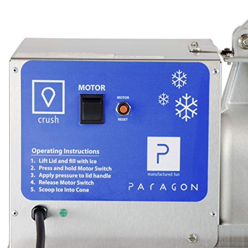 Paragon - Manufactured Fun Arctic Blast SNO Cone Machine for Professional Concessionaires Requiring Commercial Heavy Duty Snow Cone Equipment 1/3 Horse Power 792 Watts, Blue