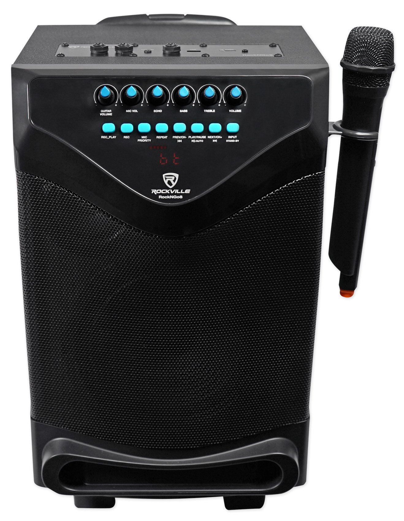Rockville ROCKnGo 8" Rechargeable PA Speaker w/Bluetooth+Headset+Wireless Mic