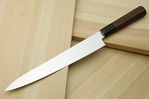 YOSHIHIRO Ice Hardened High Carbon Stainless Steel Wa Sujihiki (Slicer) Japanese Sushi Sashimi Chef Knife 9.5"(240mm)