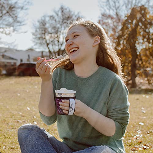 Go Cuff Ice Cream Coozie Pint Cuff Reusable Antislip Neoprene Insulator Pint Sized Ice Cream Pint Cozy Sleeve with Handle Compatible For Haagen-Dazs, Ben & Jerry's, Halo Top and more (Lumberjack Red)