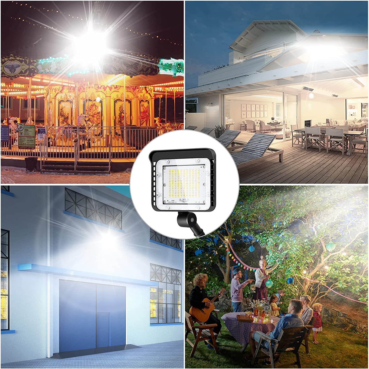 PBYBGB 60W LED Flood Light Outdoor for Dusk to Dawn, Super Bright 7500LM Security Lights, Adjustable Knuckle Mount,5000K Daylight IP65 Waterproof Floodlights for Yard, Garden, Garages,Parking Lot
