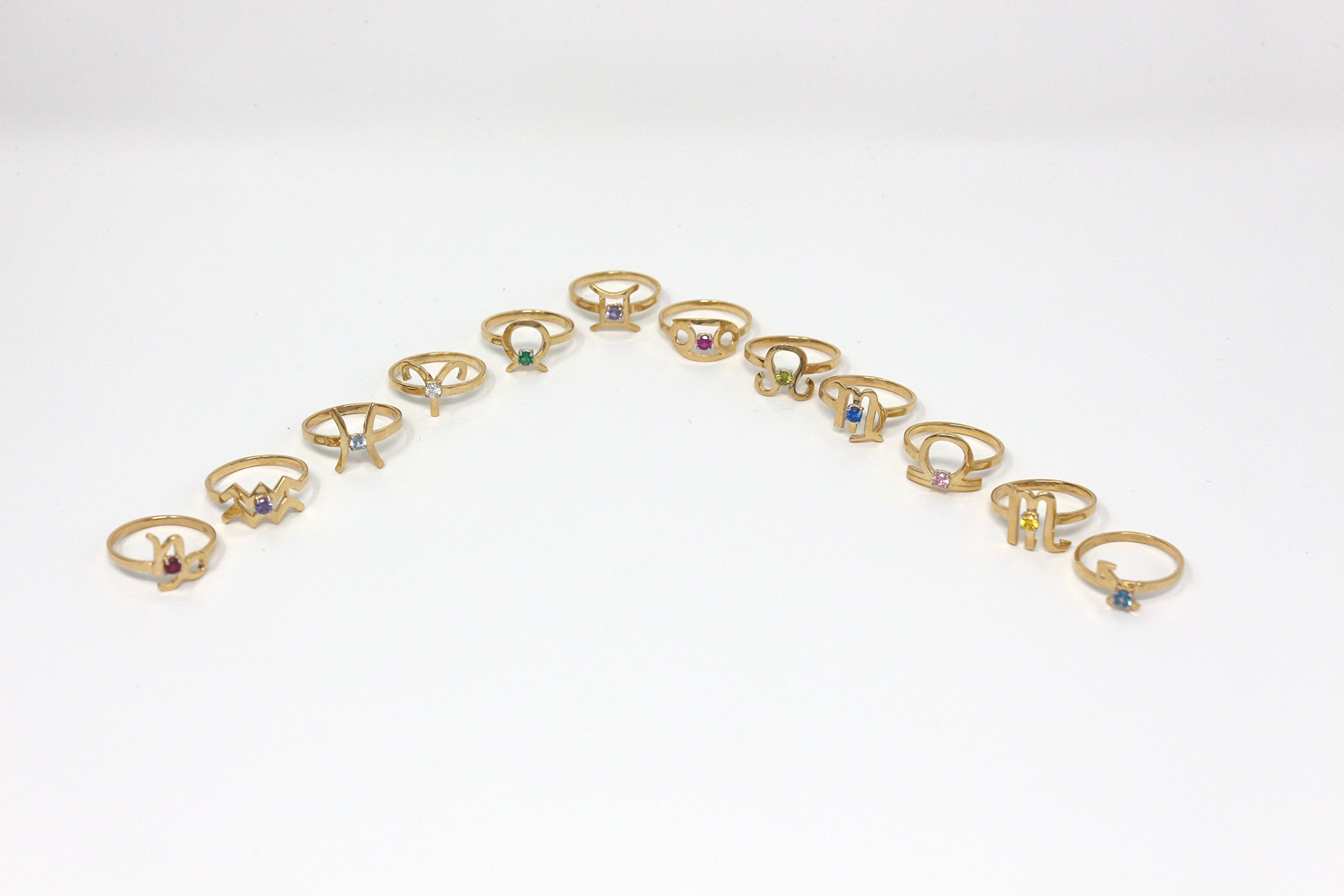 CaliRoseJewelry 10k Yellow Gold Gemini Zodiac Ring for Women with June Birthstone (Size 7)