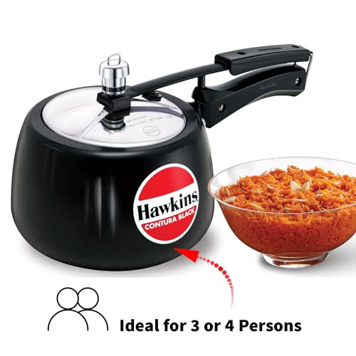 Hawkins CB30 Hard Anodised Pressure Cooker, 3-Liter, Contura Black