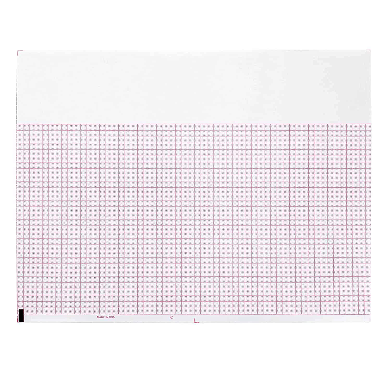 Mortara 716-0237-00 Assurance 50 ECG Recording Paper for Model Burdick 8300, 8500 and Atria ECGs, Z-Fold Pad Red Grid | 5 Pack