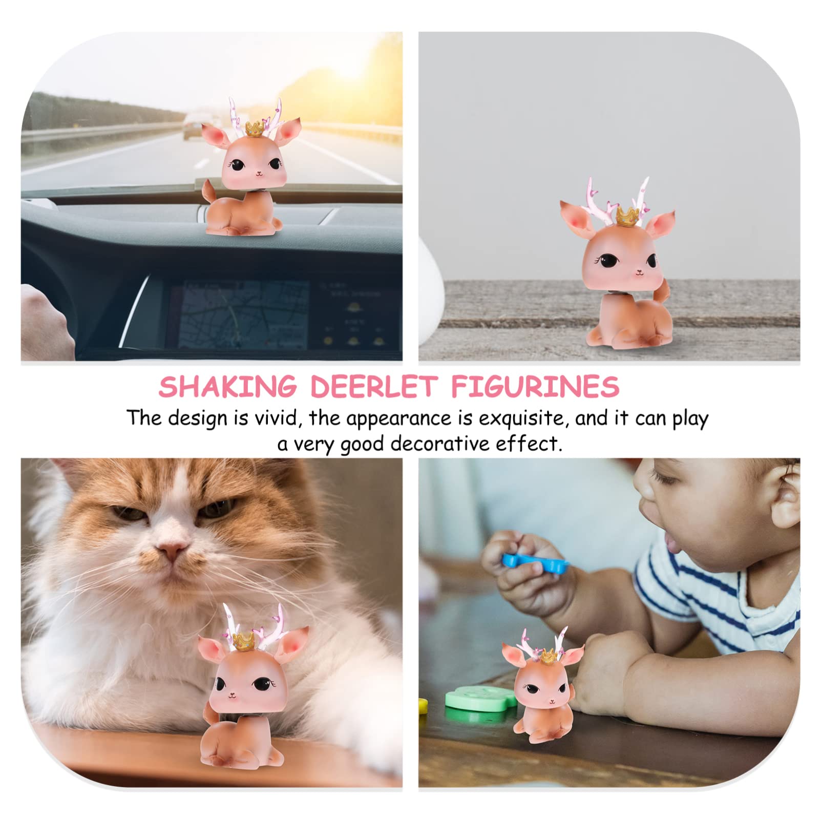 Deer Ornament Resin Deerlet Model Deerlet Decor Car Dashboard Deerlet Doll Cartoon Deerlet Model Resin Deer Adornment Car Interior Ornament Shaking Head Deerlet Statue