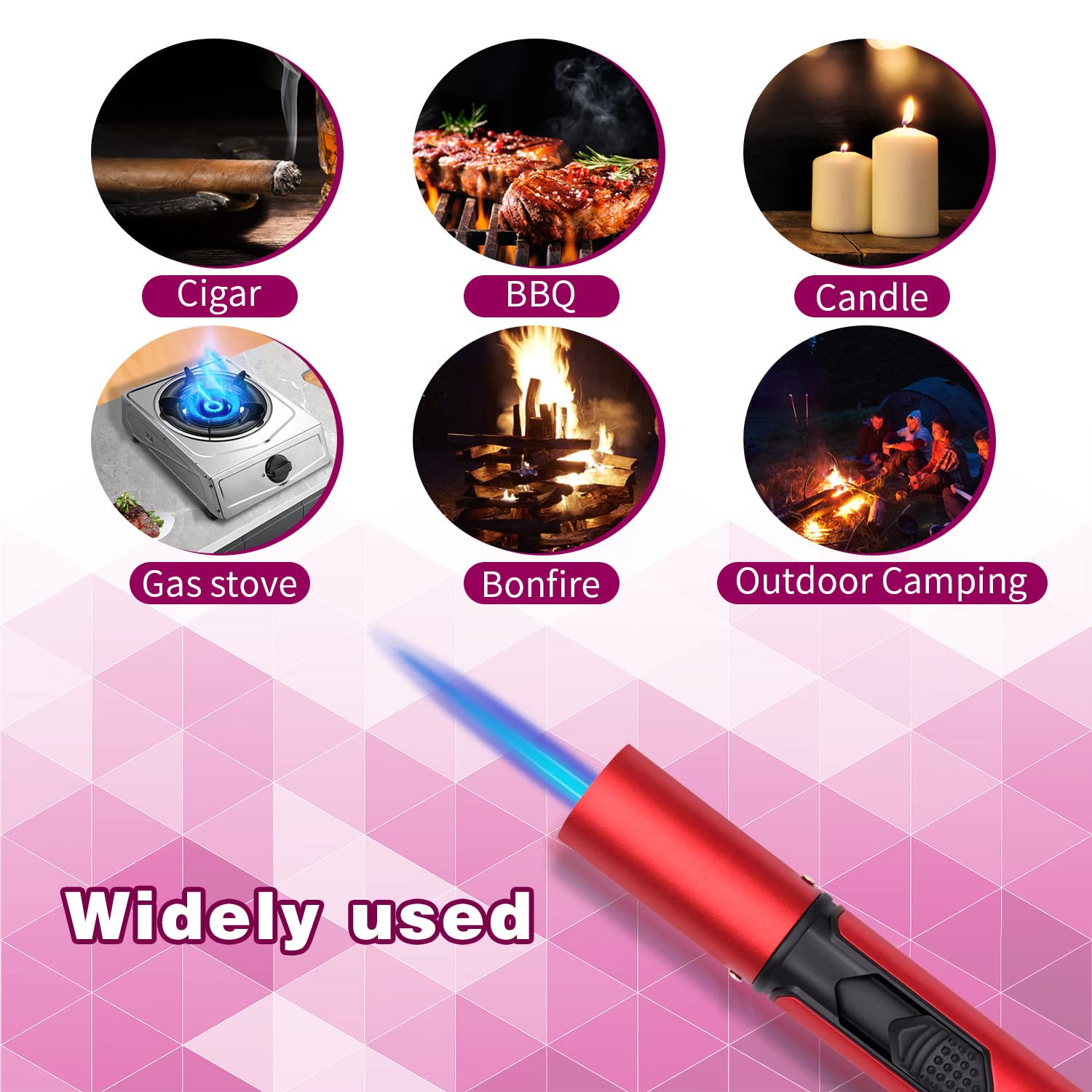 Butane Torch Lighter, 5 Pack/ 10 Pack 6in Refillable Torch Lighter, Windproof Butane Lighter, Adjustable Jet Flame Pen Torch, Pen Lighter for Grill Stove BBQ Candlek Camping(5pcs, Gas Not Included)