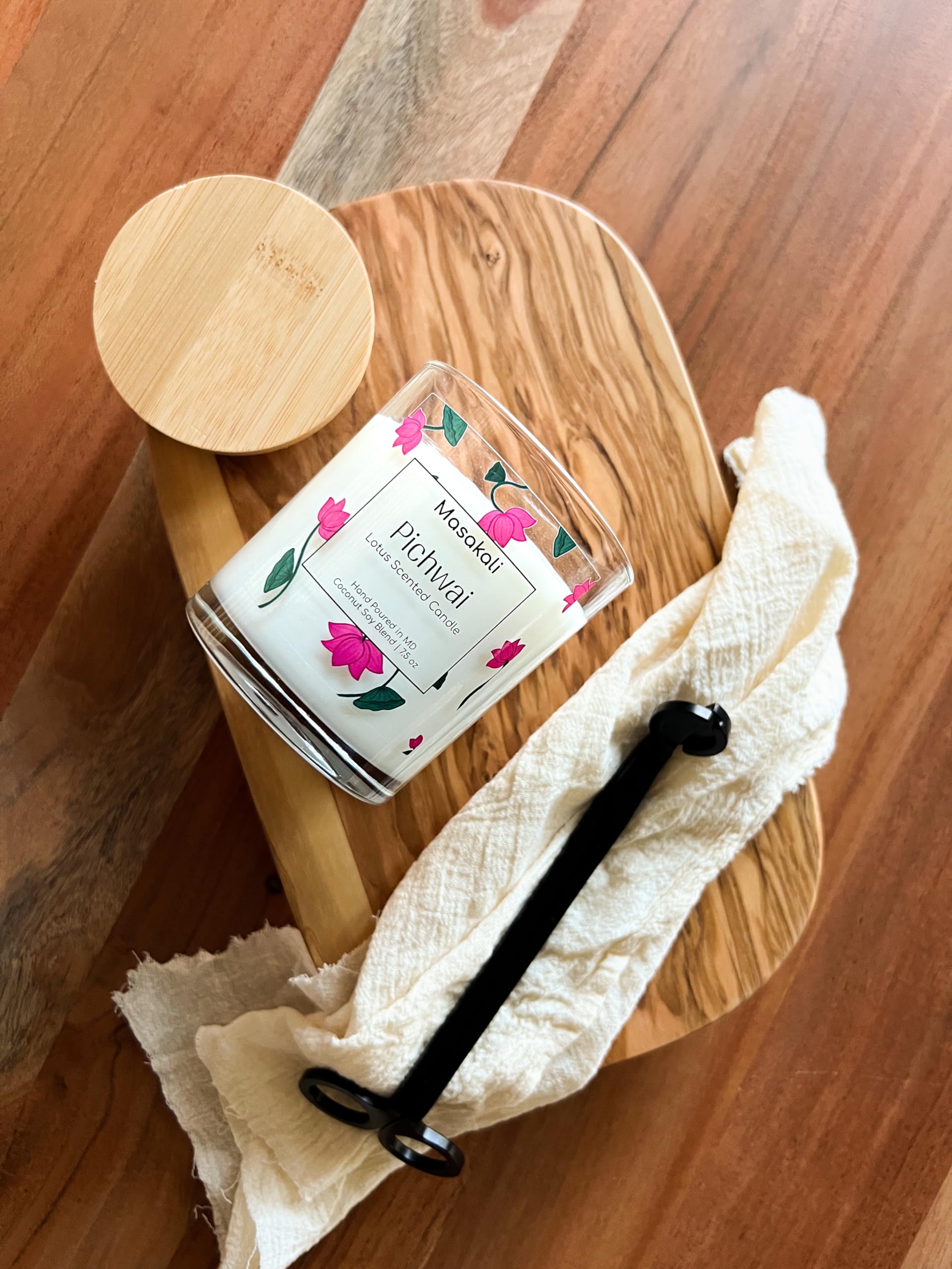 Pichwai - Masakali Collection from Casa Dekor. Handmade Lotus Scented Coconut Soy Wax Candle with Premium & Sustainable Ingredients. 7.5oz - Luxury Scented Candle