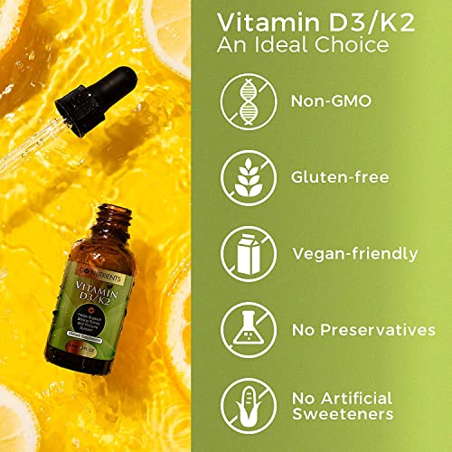 Go Nutrients Liquid Vitamin D3 with K2 (MK-7) Drops 1oz & Selenium 200 mcg Supplement 1.0 oz| | Vitamin D3 and K2 | Supplements with Mineral Selenium Liquid and Purified Water