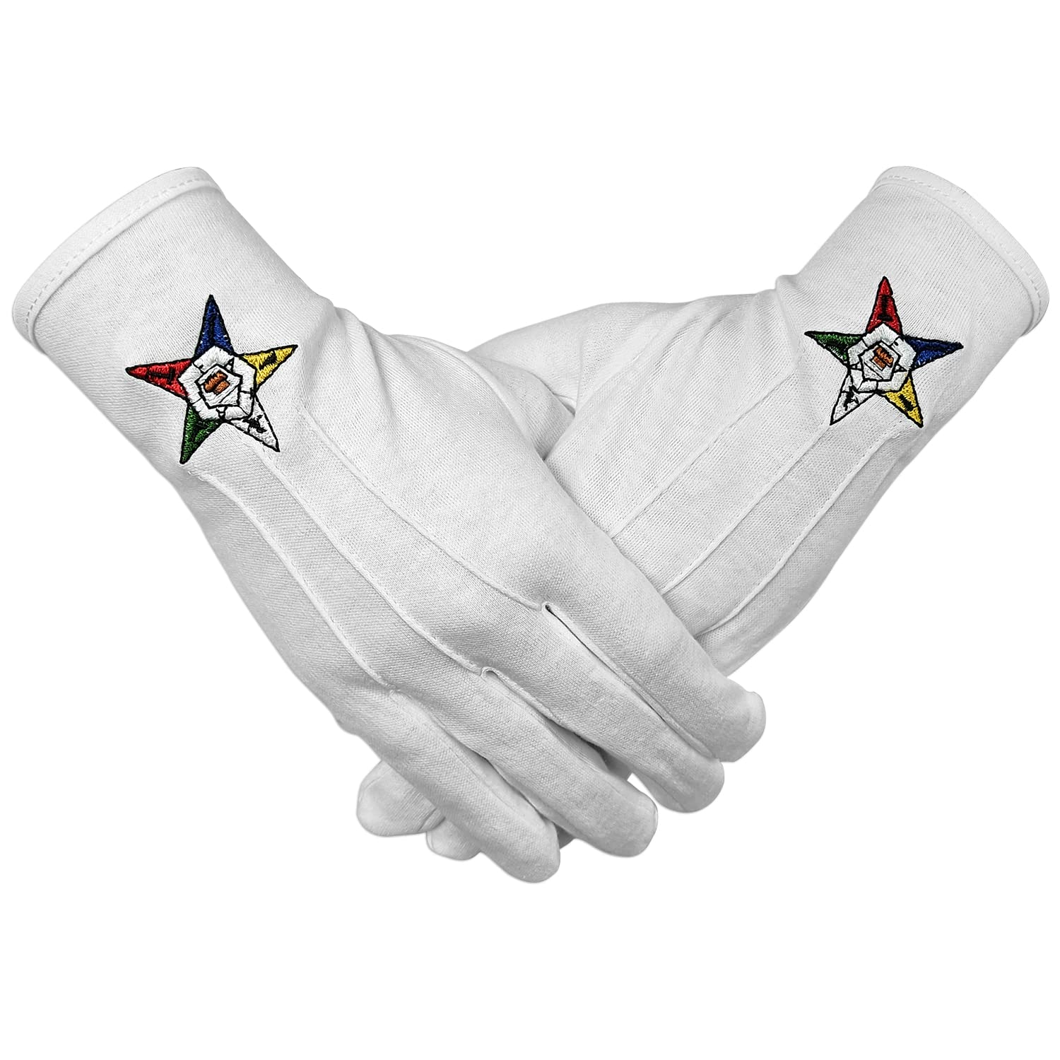 deDecoml Masonic Cotton Gloves With Order of the Eastern Star Embroidered