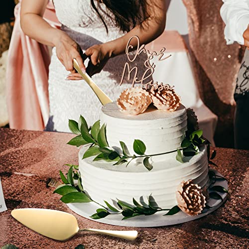 Gold Cake Cutting Set with Luxury Gift Box,Stainless Steel Gold Cake Pie Pastry Servers, Gold Cake Serving Set, Elegant Cake Knife and Server Set Perfect For Wedding, Birthday, Parties and Events.