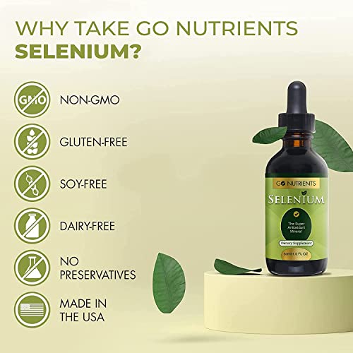 Go Nutrients Liquid Chlorophyll & Selenium 200 mcg Supplement | Yeast-Free Liquid Drops, Selenium Drops, Herbal Supplements | Sodium Copper Chlorophyllin Supplement, Chlorophyll Liquid Drops