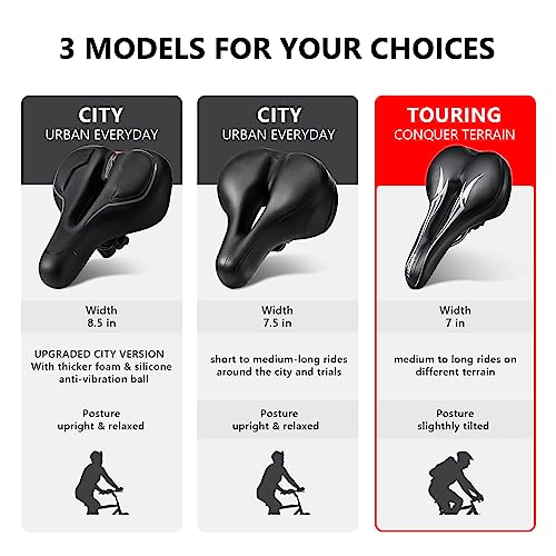 IPOW Mountain Bike Seat 7โโ, Comfortable MTB Bike Seat for Men and Women, Bicycle Saddle Replacement Padded with Soft High Density Memory Foam