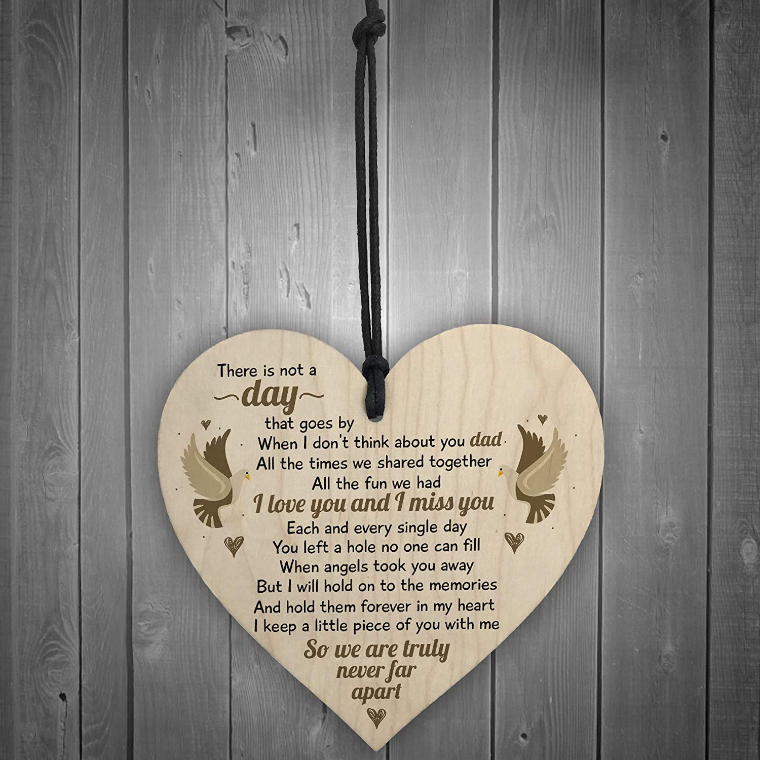 RED OCEAN I Miss You Home Grave Garden Memorial Wooden Heart In Memory Dad Rememberance Plaque Gifts