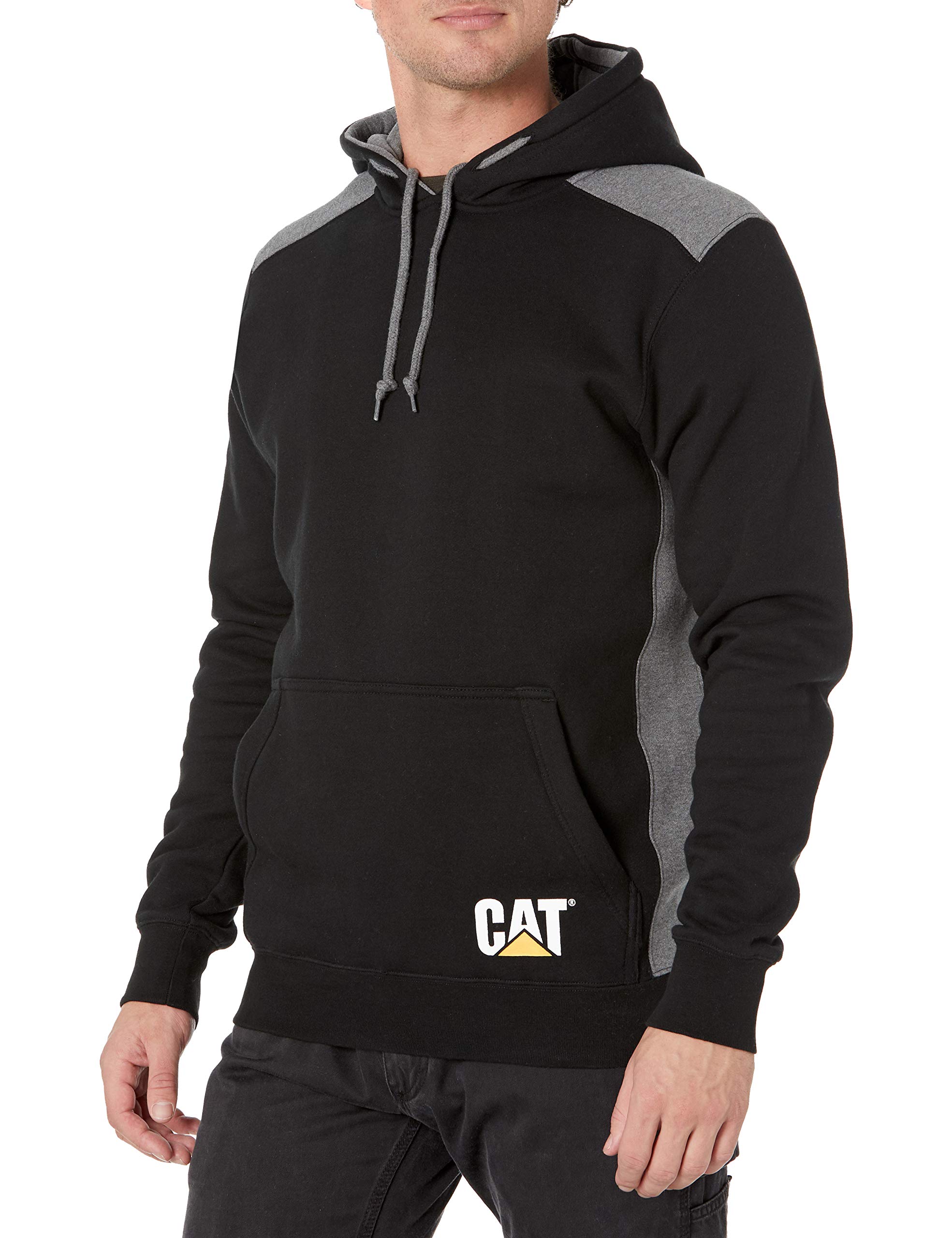 Caterpillar Men's Tall Logo Panel Hooded Sweatshirt (Regular and Big Sizes), Black, 3X Large
