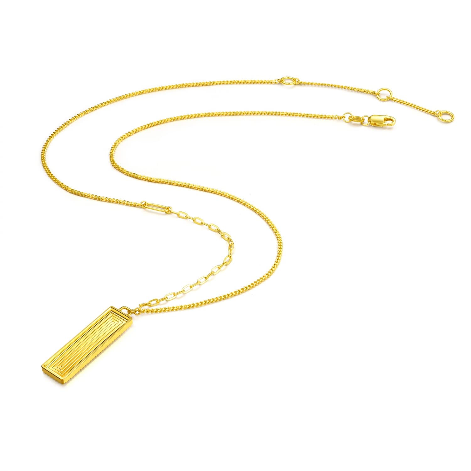 CHOW SANG SANG Dazzling Mirror Gold 999.9 24K Solid Gold Price-by-Weight Gold Simple Rectangle Necklace for Women 93401N (Approx. 0.21tael (~7.86g), 18.5", (47 CM))