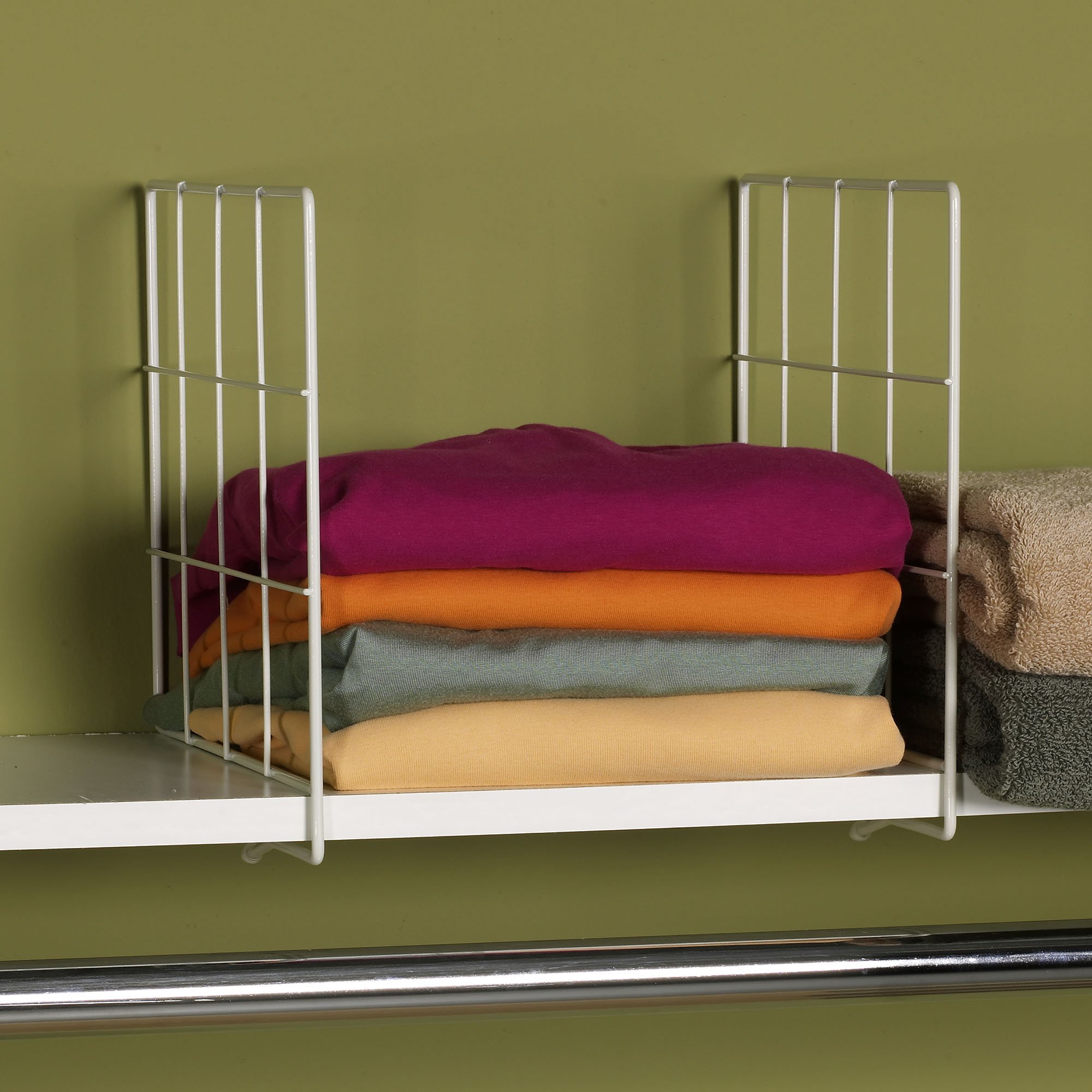 Household Essentials Metal Wire Shelf Dividers for Closet Organization, Set of 2, White