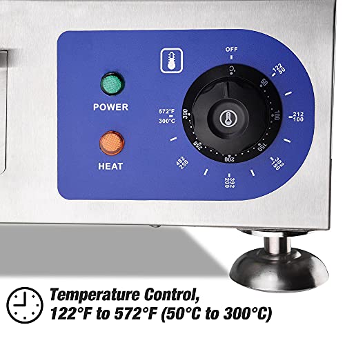 WeChef 14" Electric Countertop Griddle Stainless Steel Adjustable Temp Control Commercial Restaurant Grill 1500W