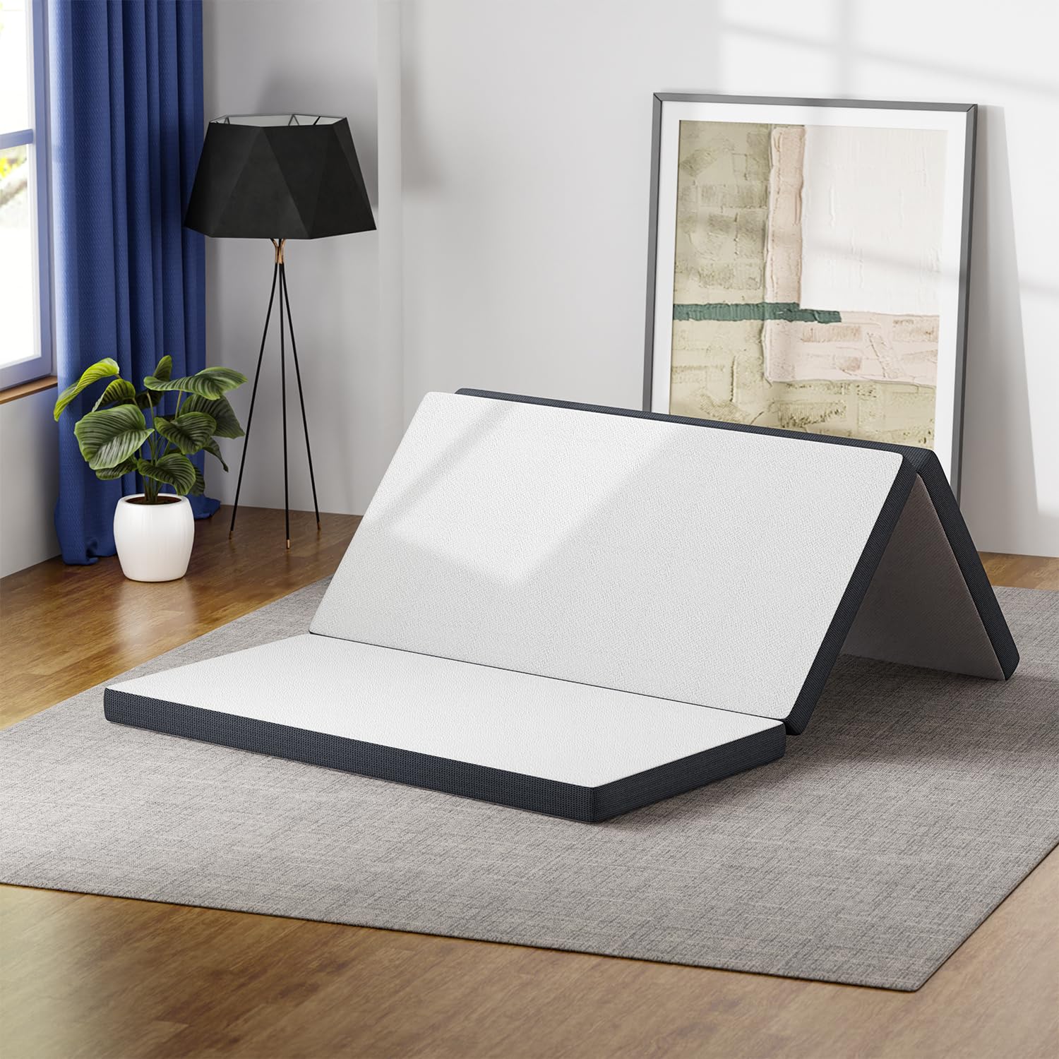 FDW Mattress/Foldable Mattress for Kids and Adults/Medium-Firm Mattress with a Collapsible and Washable Cover/Suitable for RV Travel Camping Guest,Full
