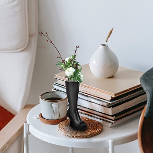 DOITOOL High Heel Flower Pot High Heel Shaped Succulent Planter Resin Shoes Plant Nursery Pot Cactus Pot Lightweight Bonsai Pot Plant Container Black