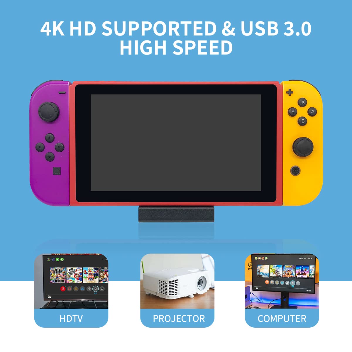 Coiorvis Switch Dock Station Portable TV Docking Station for Nintendo Switch with HDMI and USB 3.0 Port Support Switch TV Dock Mode and Switch OLED Mode Black