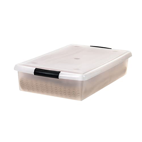 IRIS USA 3 Pack 40qt Under Bed Storage Bins with Lids and Durable Buckles, Clear