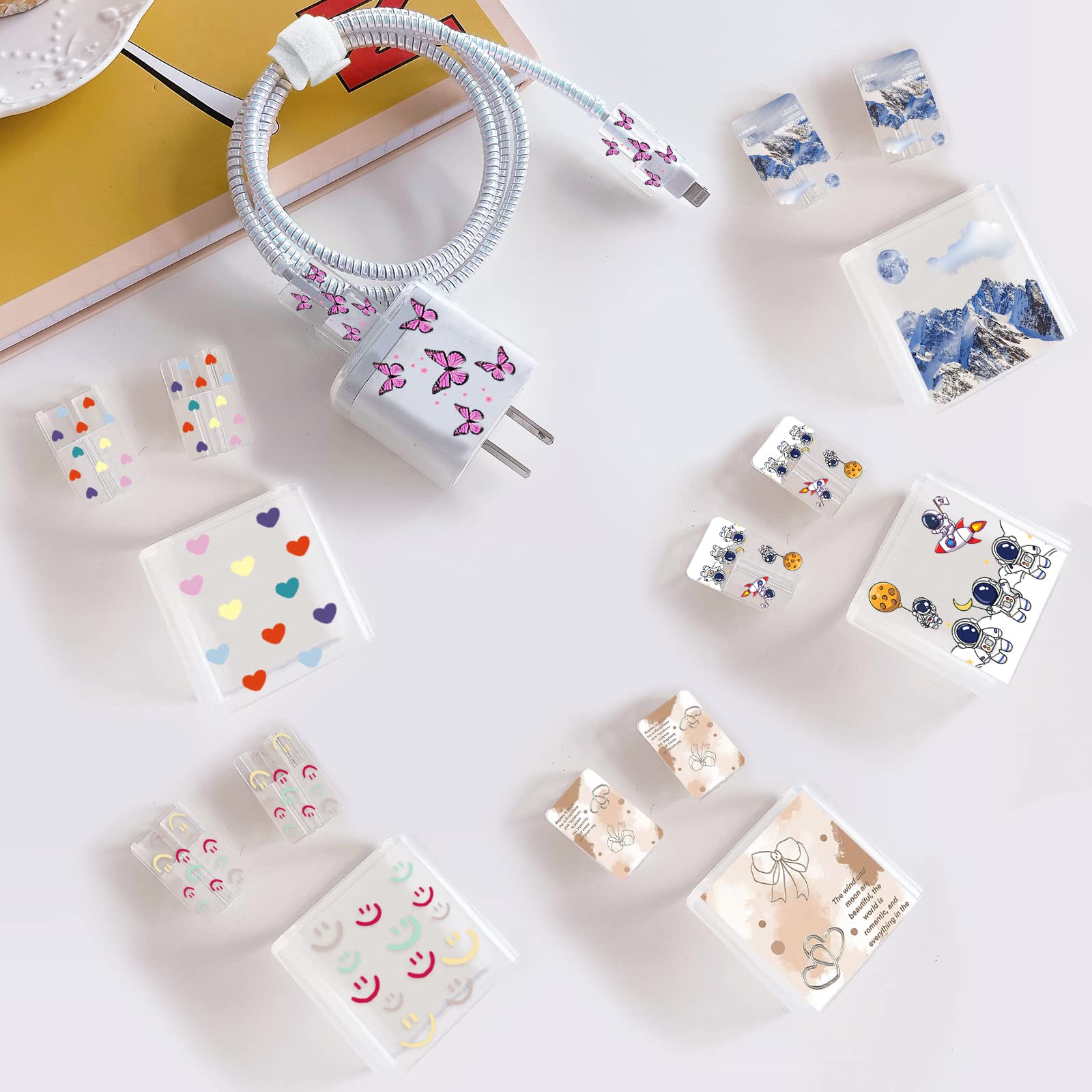 DiyGody Cute Cable Protector for iPhone Charger with Clear Design, Soft Data Line Cable USB Wire Saver Charger Protector Compatible with iPhone 7 8 11 12 13 14 Pro Max Plus XR