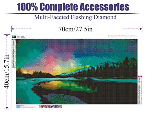 pchmcu 5D Diamond Art Aurora Lake,Forest Diamond Painting Kits for Adults,DIY Full Drill Crystal Rhinestone Arts and Crafts,Gem Art Paint with Diamond Home Wall Decor(27.5 X 15.7inch)