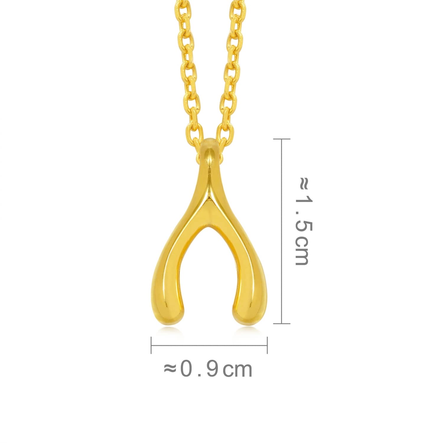 CHOW SANG SANG 999.9 24K Solid Gold 0.74g Price-by-Weight Gold Wishbone Pendant for Women 89536P | [Not Include the Necklace]