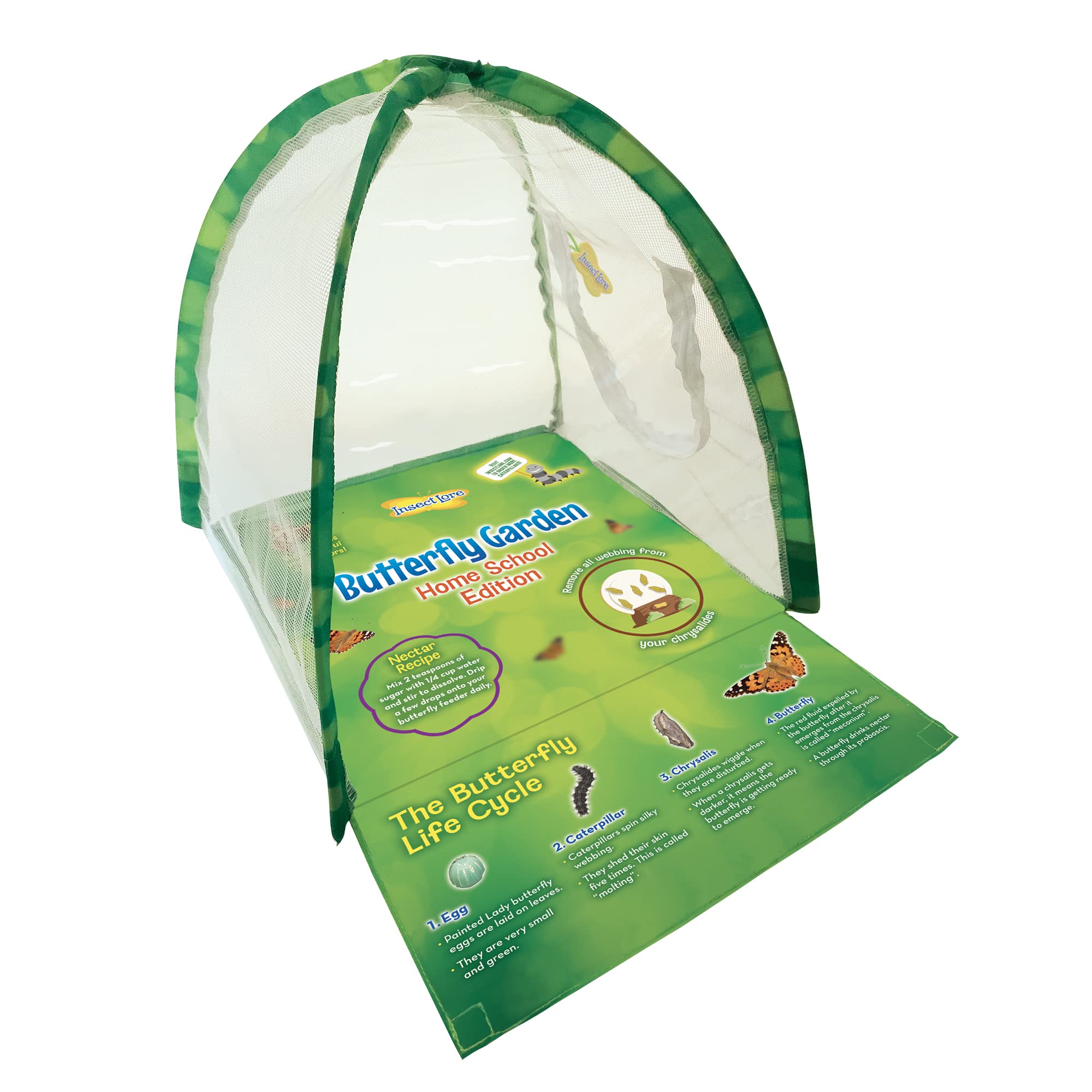 Butterfly Garden: Home School Habitat and Two Live Cups of Caterpillars - with Deluxe Butterfly Feeder - Includes Both English and Spanish Butterfly STEM Activity Journals